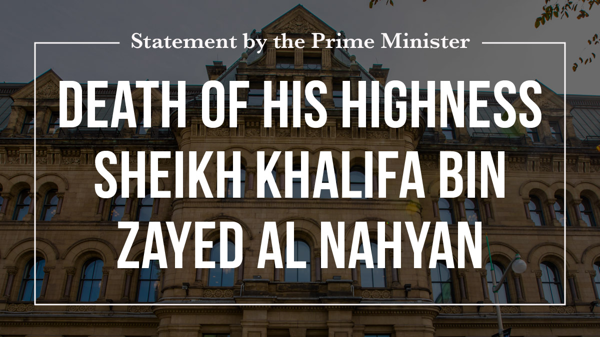Statement by the Prime Minister on the death of His Highness Sheikh ...