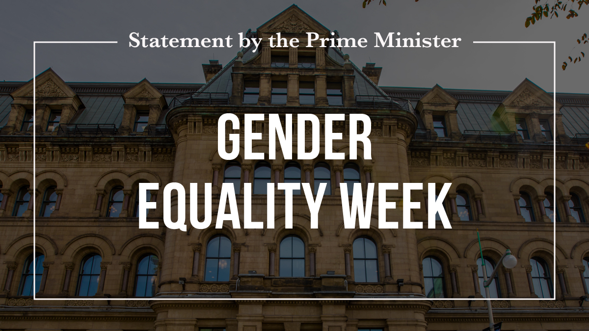 Statement by the Prime Minister on Gender Equality Week | Prime ...