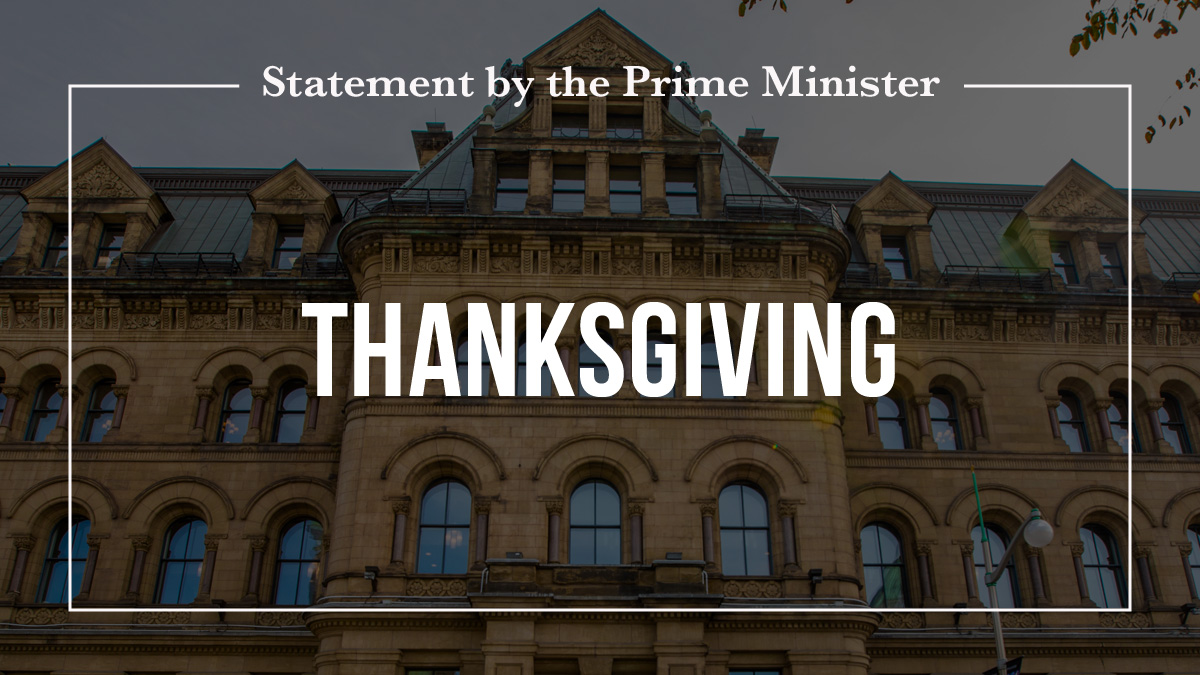 Statement by the Prime Minister on Thanksgiving | Prime Minister of Canada