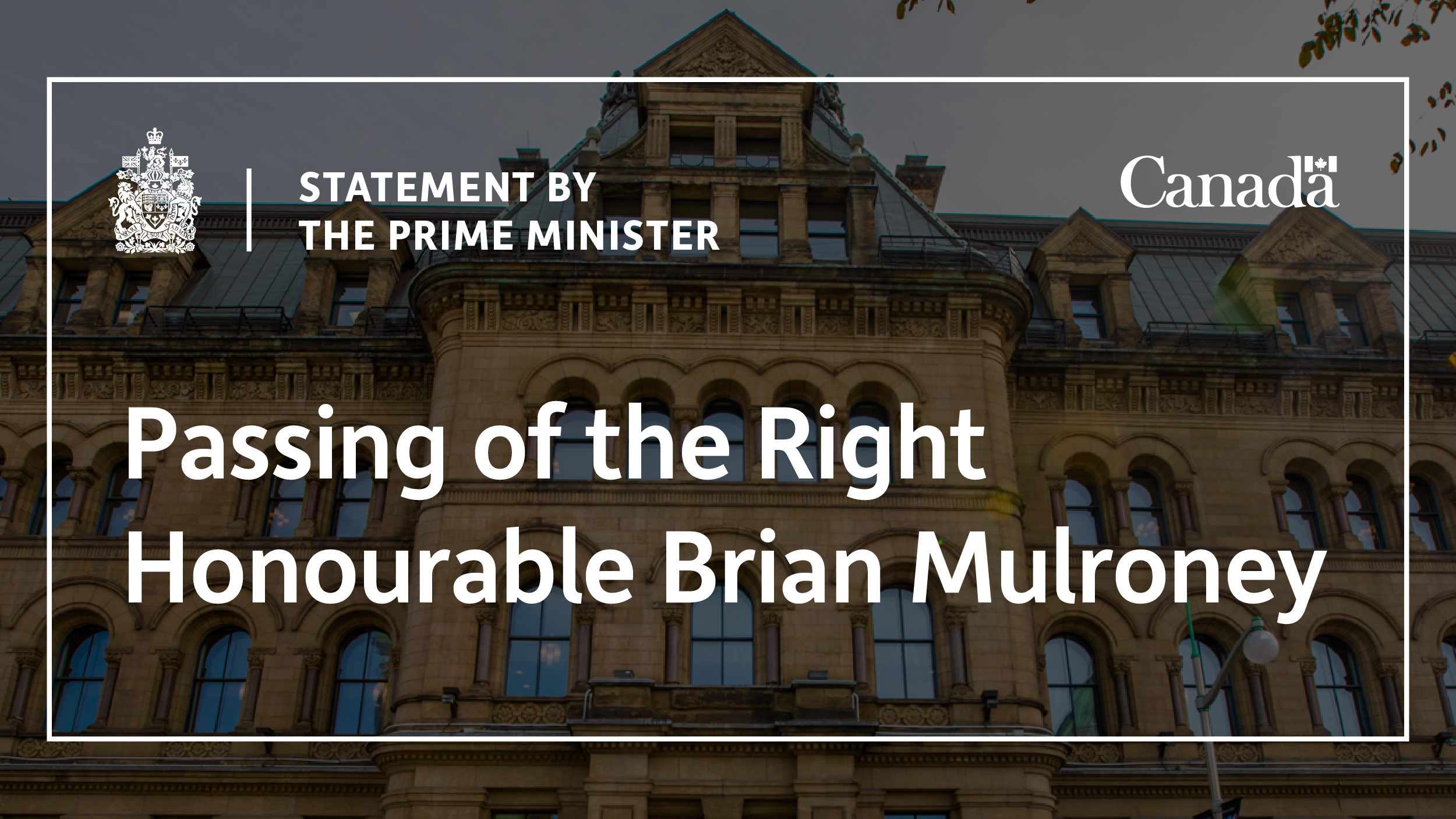 Statement by the Prime Minister on the passing of the Right Honourable ...