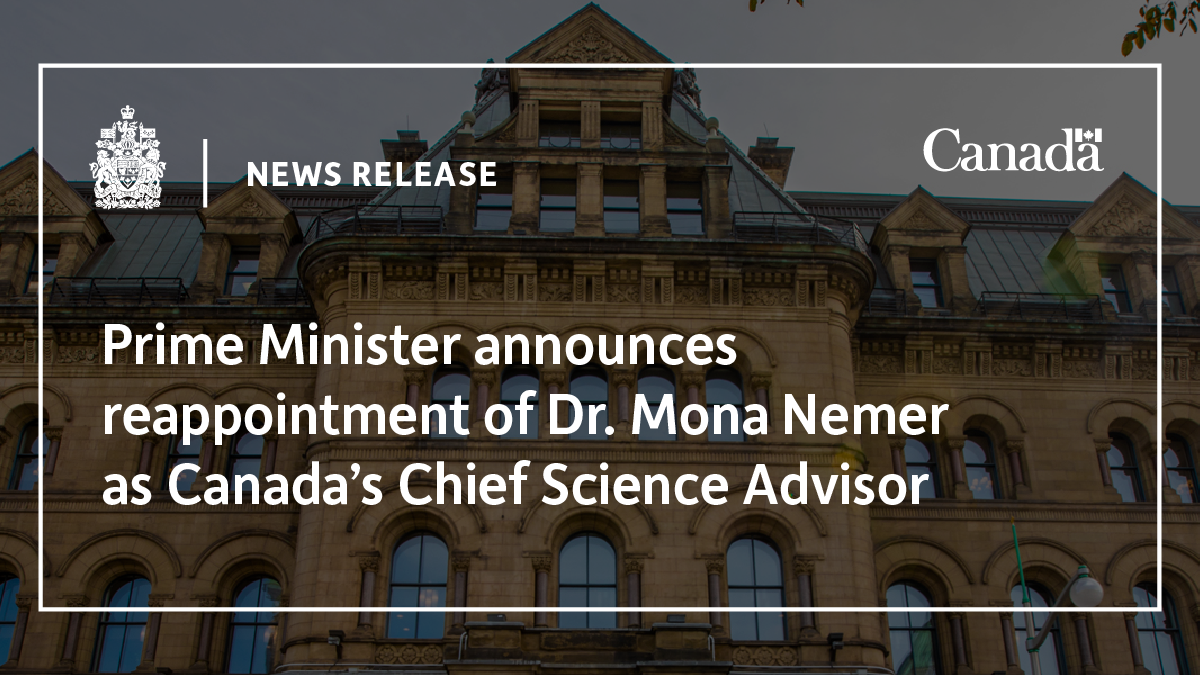 Prime Minister announces reappointment of Dr. Mona Nemer as Canada’s ...