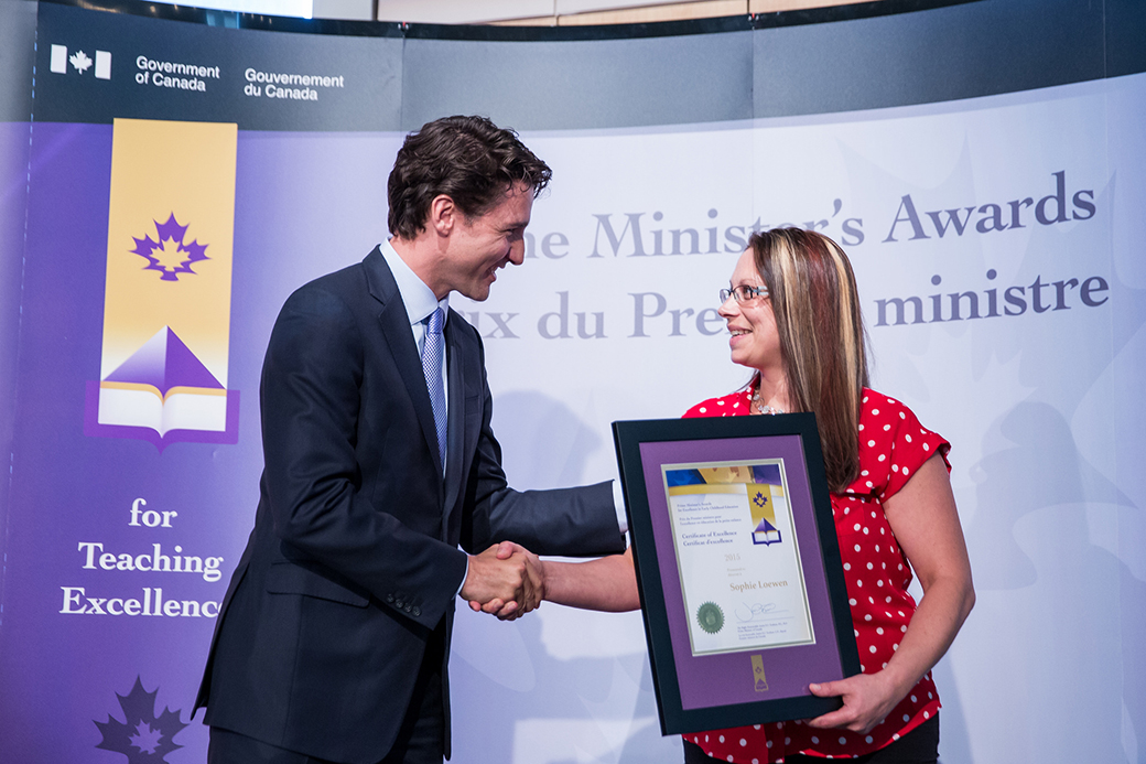 Prime Minister Justin Trudeau presents the Prime Minister's Awards for ...