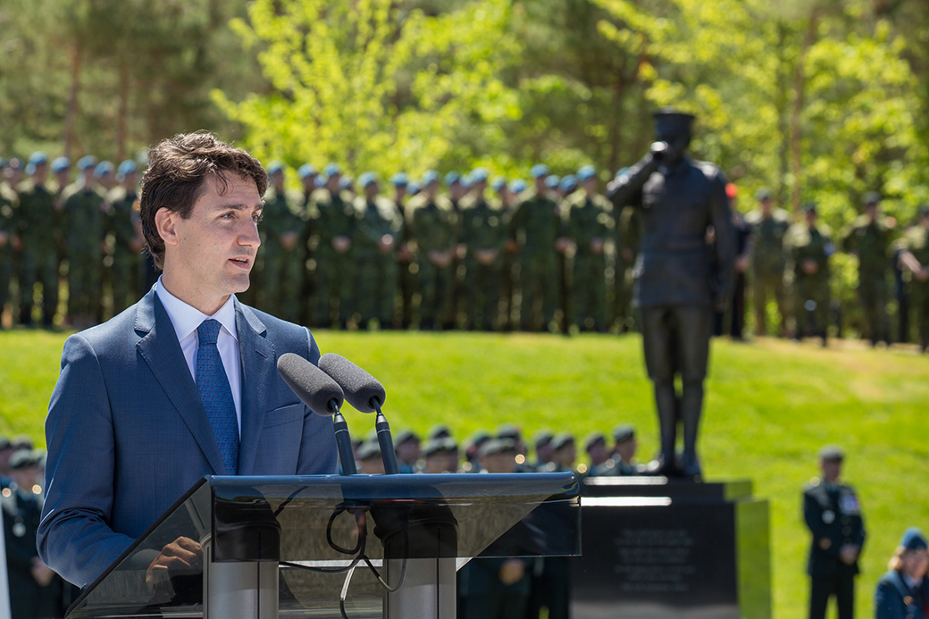 Prime Minister Justin Trudeau takes part in the ceremony celebrating ...