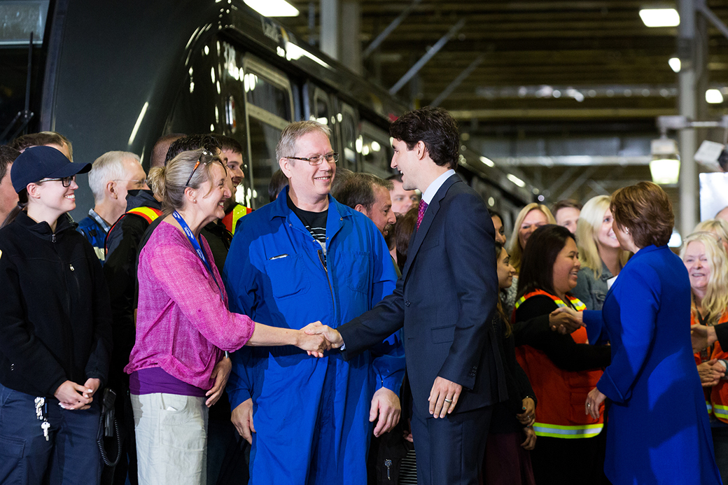 Prime Minister Justin Trudeau makes an announcement regarding transit ...