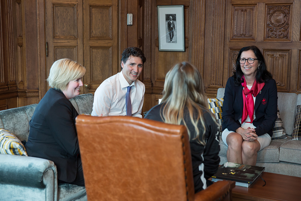 Prime Minister Justin Trudeau announces Rosie MacLennan as Canada's ...