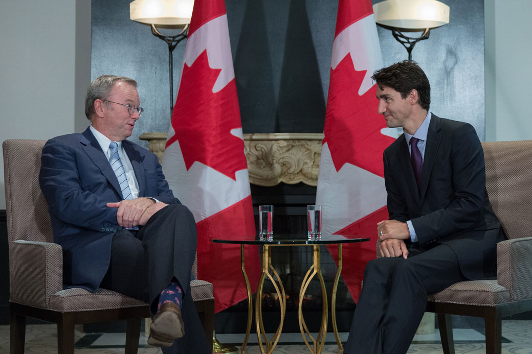 Prime Minister Justin Trudeau takes part in an armchair discussion at ...