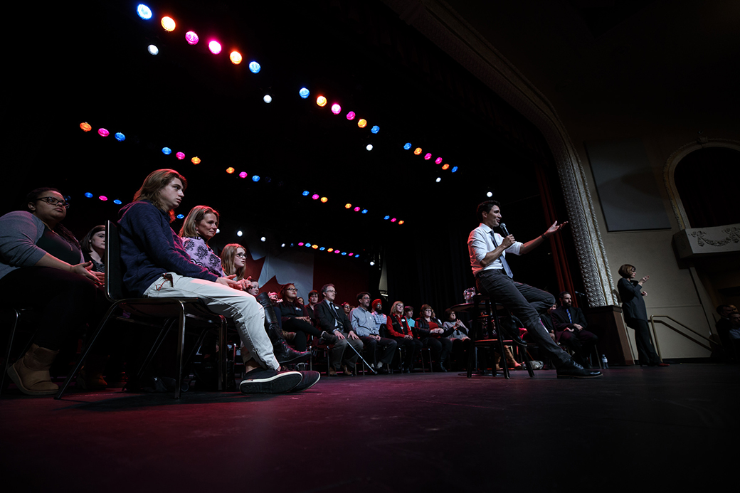 Prime Minister Justin Trudeau participates in a town hall Q&A in ...