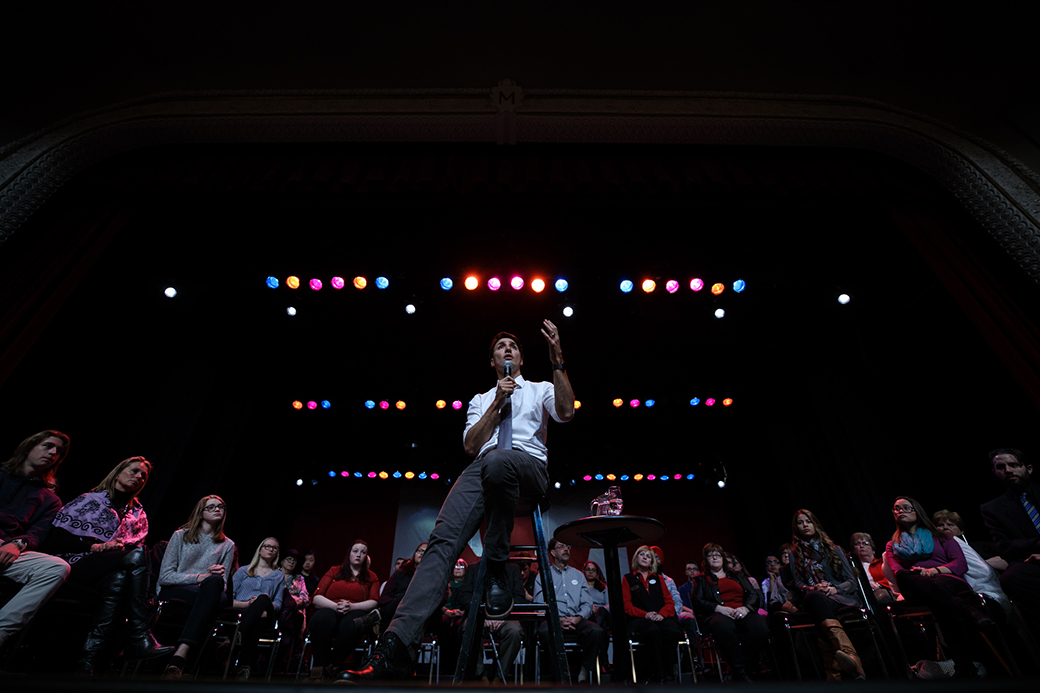 Prime Minister Justin Trudeau participates in a town hall Q&A in ...