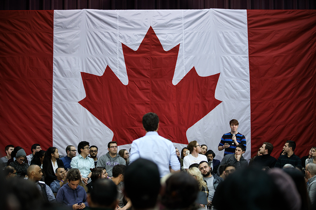 Prime Minister Justin Trudeau participates in a town hall Q&A in London ...
