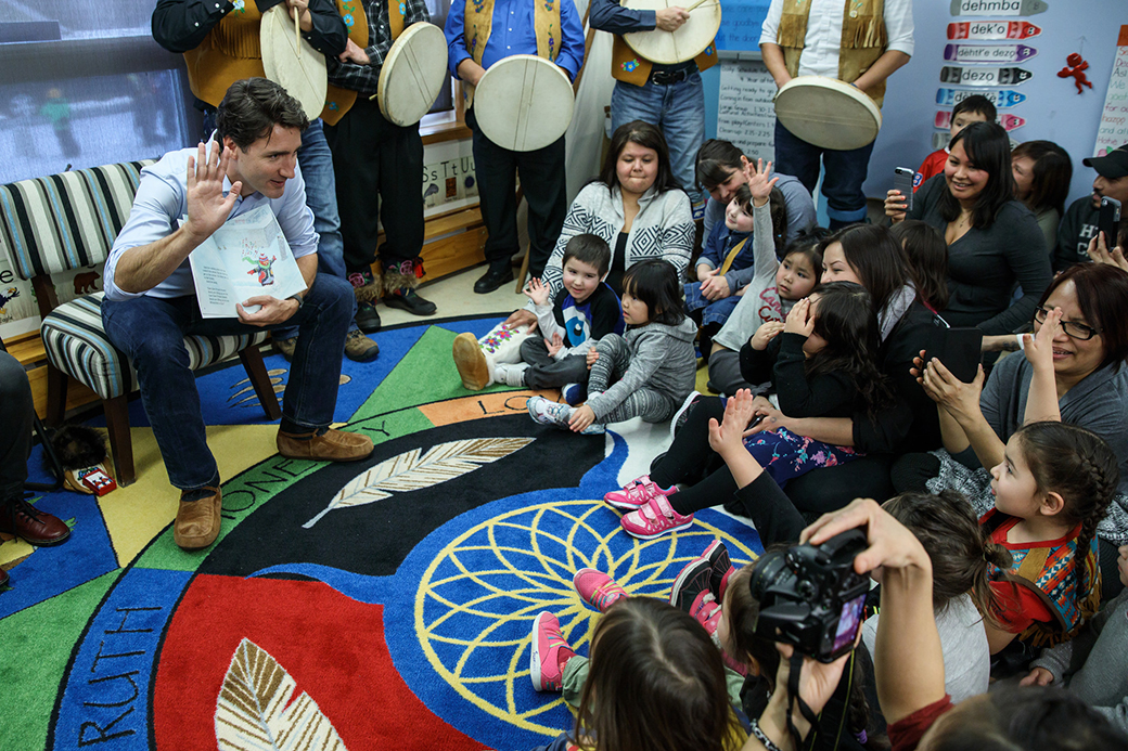 Prime Minister Justin Trudeau visits the Aboriginal Head Start Program ...