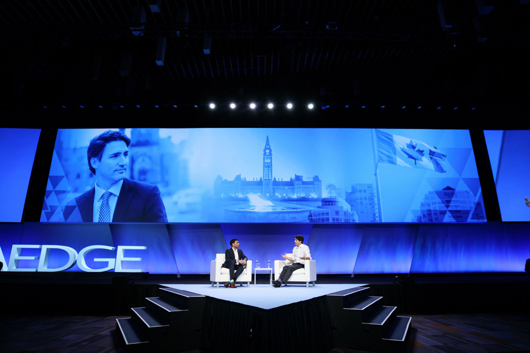 Prime Minister Justin Trudeau takes part in a Q&A during the YPO EDGE ...