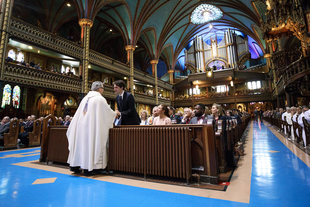 Prime Minister Justin Trudeau and Sophie Grégoire Trudeau attend a mass ...