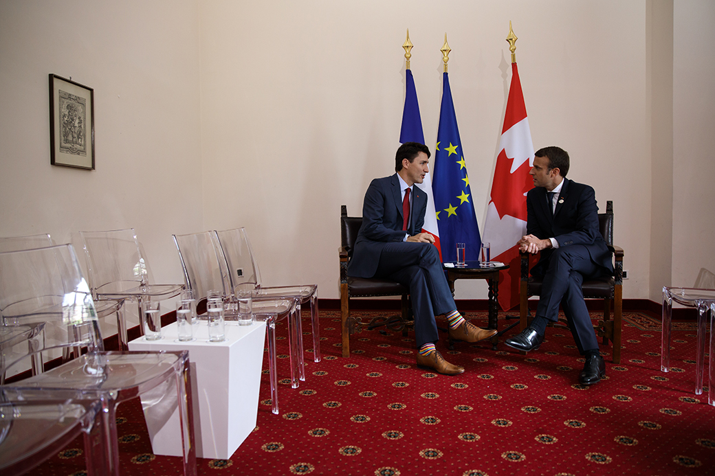 Prime Minister Justin Trudeau meets with Emmanuel Macron, President of ...