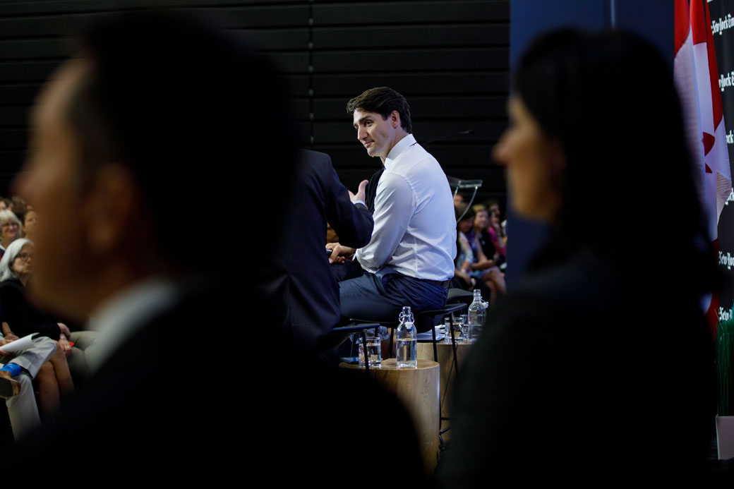 Prime Minister Justin Trudeau takes part in a town hall in Toronto ...