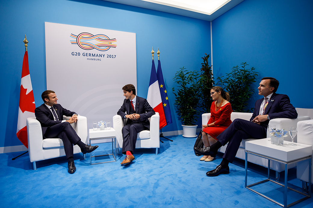 Prime Minister Justin Trudeau and the President of France, Emmanuel ...