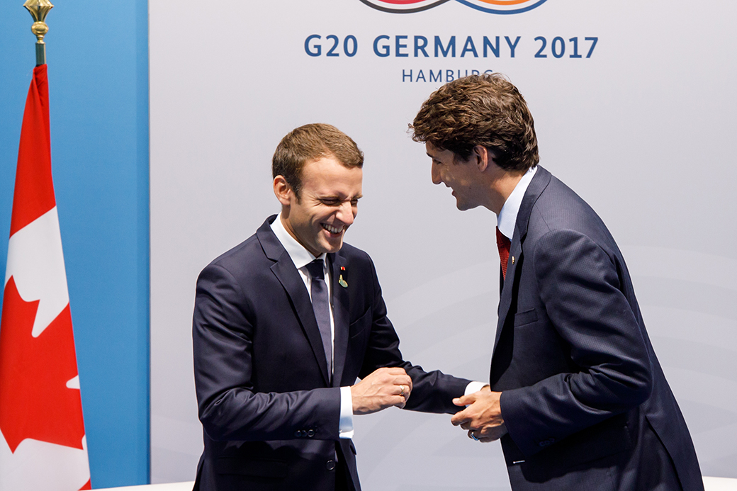 Prime Minister Justin Trudeau and the President of France, Emmanuel ...