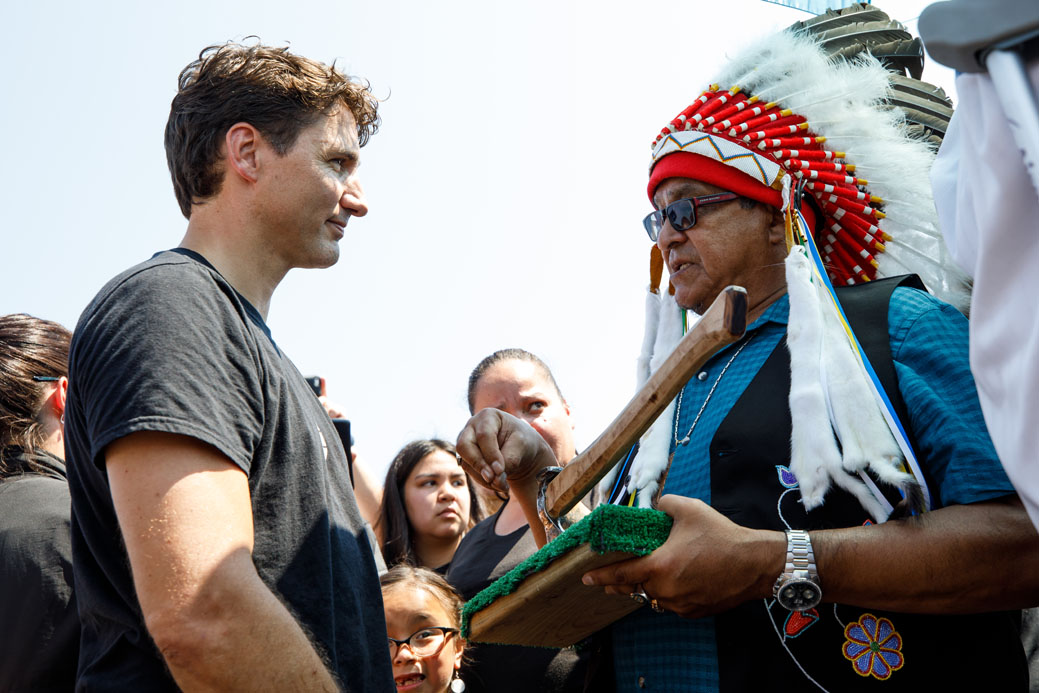 Prime Minister Justin Trudeau and MP Bob Nault take part in a community ...