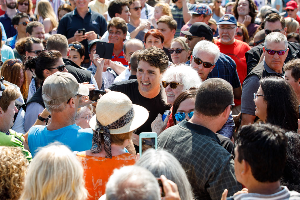 Prime Minister Justin Trudeau and MP Bob Nault take part in a community ...