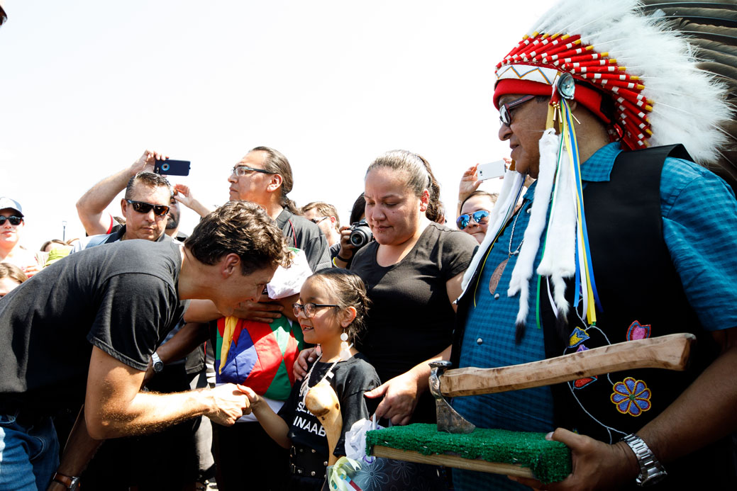 Prime Minister Justin Trudeau and MP Bob Nault take part in a community ...