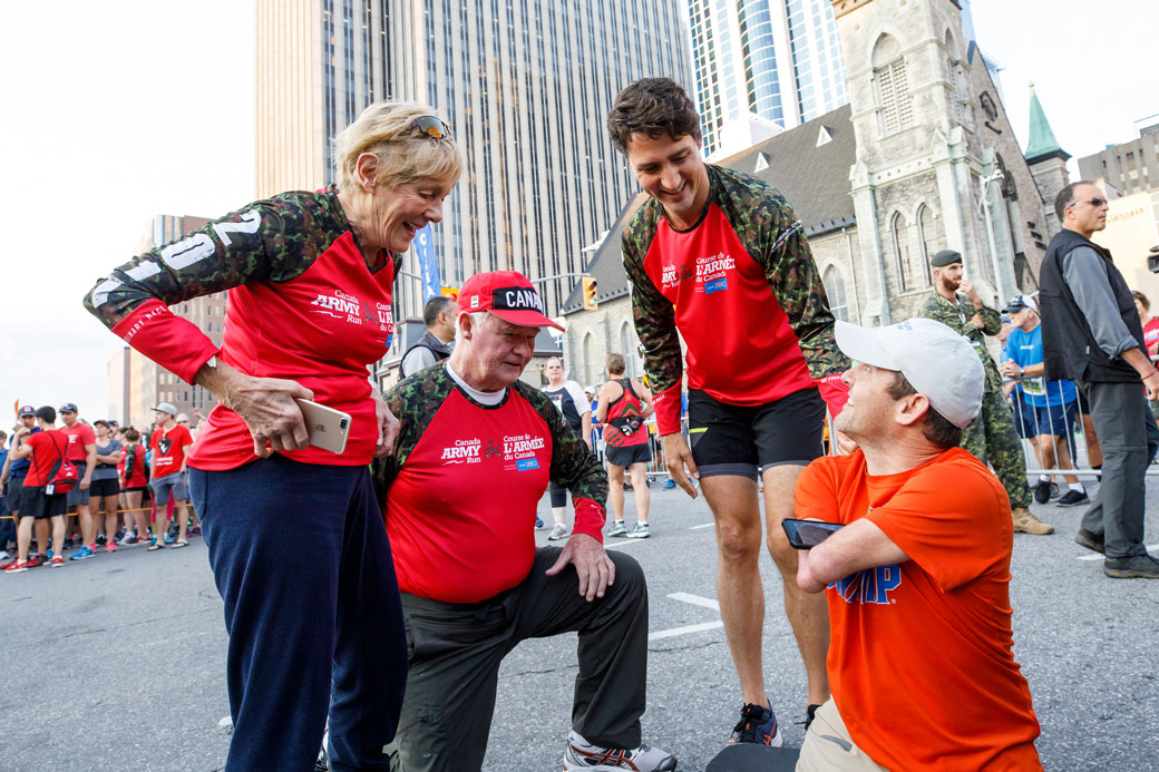 Prime Minister Justin Trudeau takes part in the 2017 Army Run in Ottawa ...