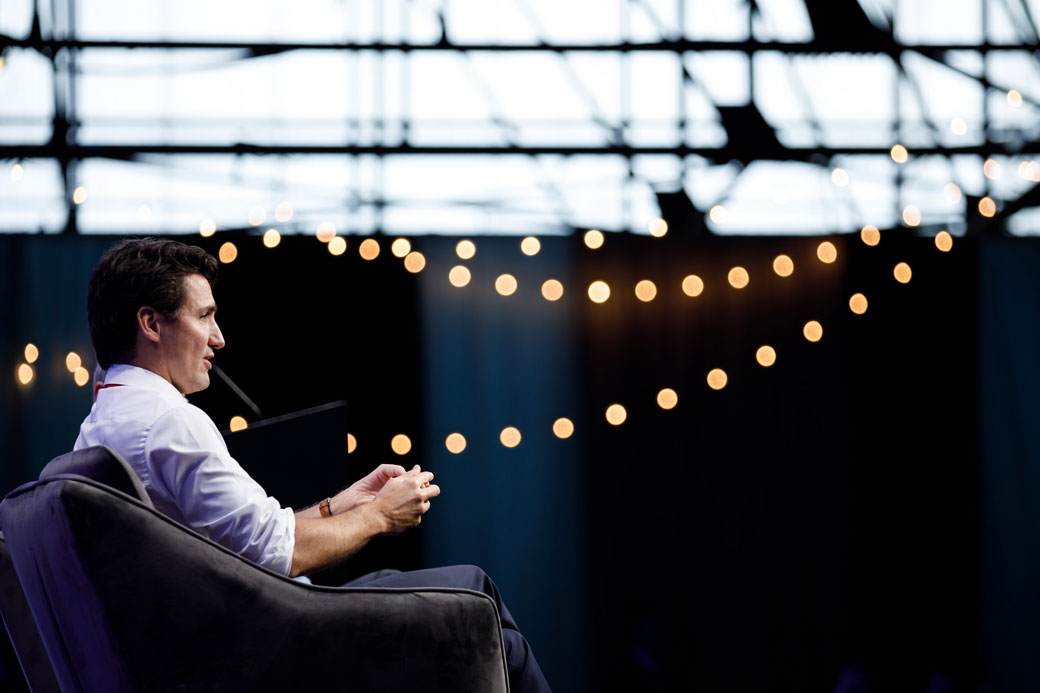 Prime Minister Justin Trudeau takes part in an armchair discussion with ...