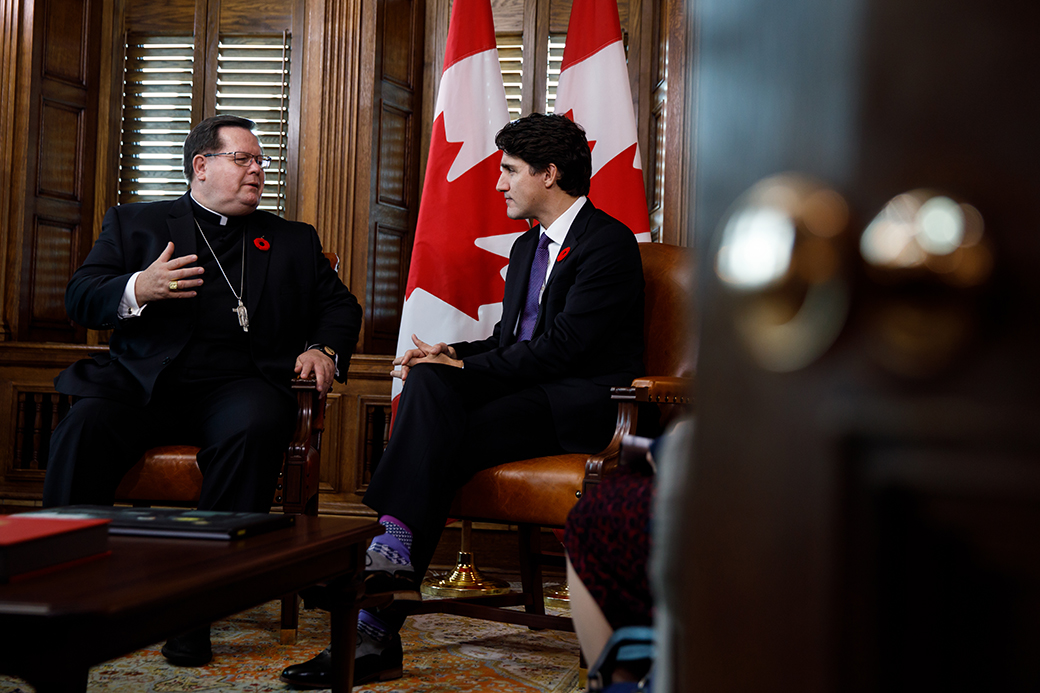 Prime Minister Justin Trudeau meets with His Eminence Cardinal Gérald C ...