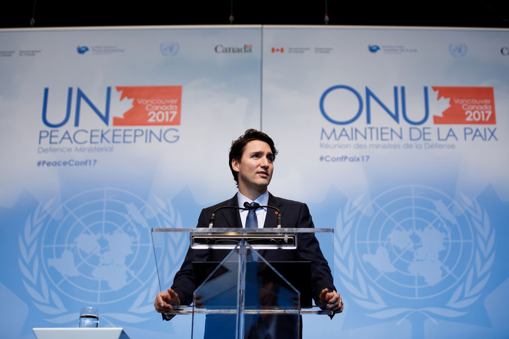 Prime Minister Justin Trudeau attends the 2017 UN Peacekeeping Defence ...