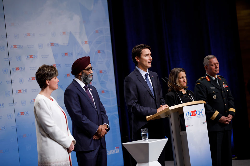 Prime Minister Justin Trudeau attends the 2017 UN Peacekeeping Defence ...