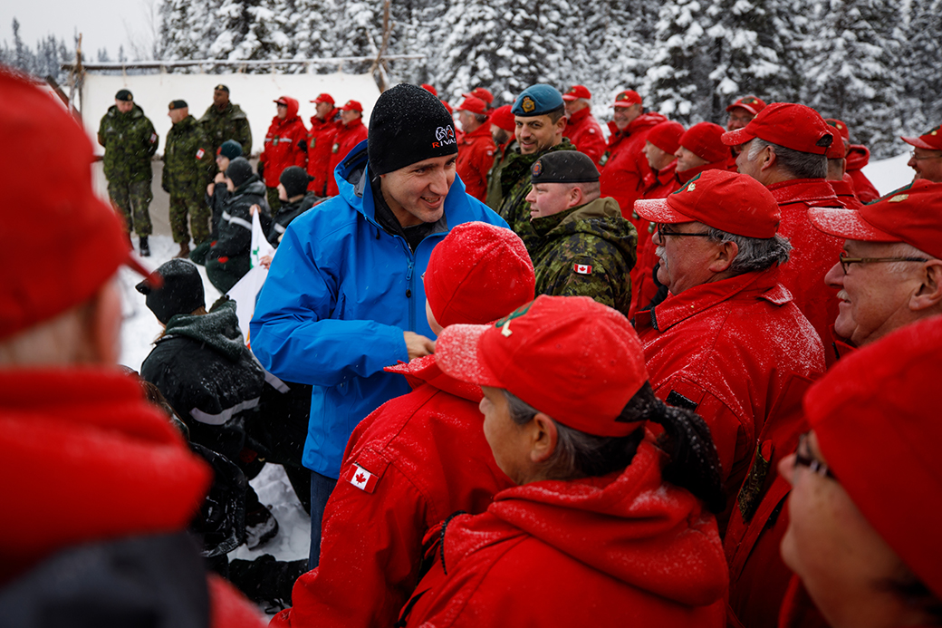 Prime Minister Justin Trudeau attends a training session with the ...