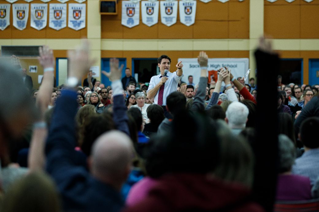 Prime Minister Justin Trudeau and MP Darrell Samson answer questions ...