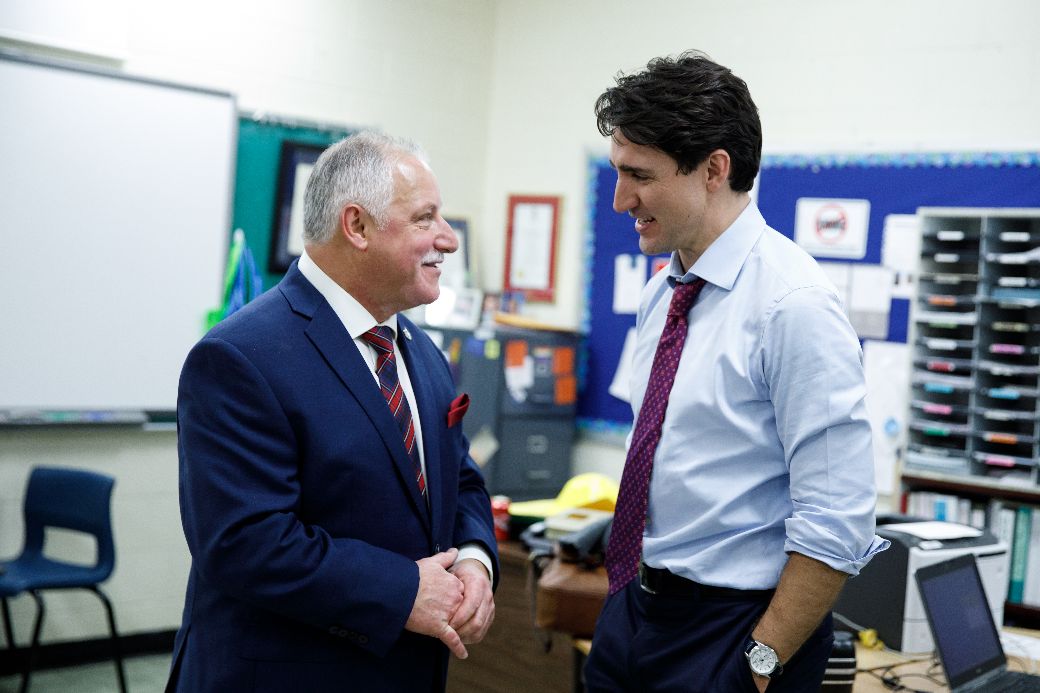 Prime Minister Justin Trudeau and MP Darrell Samson answer questions ...