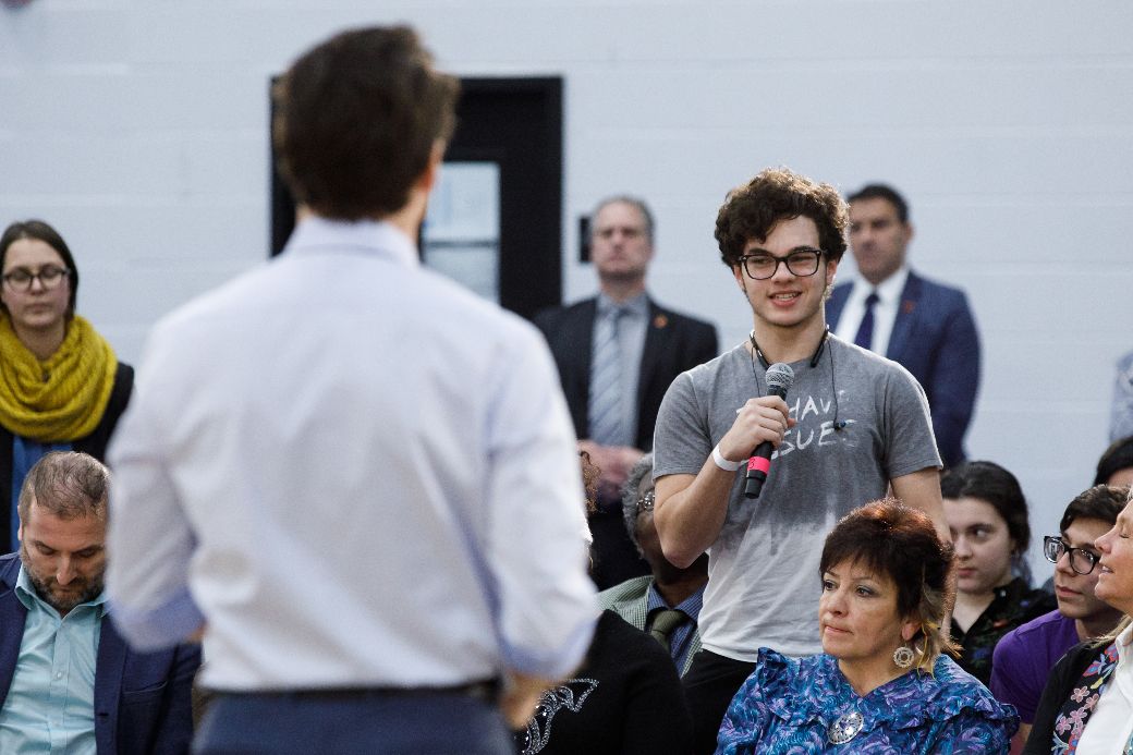 Prime Minister Justin Trudeau takes questions during a town hall in ...
