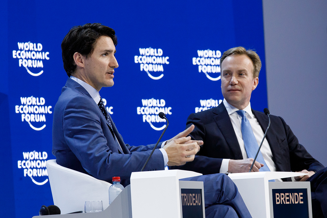 Prime Minister Justin Trudeau attends the World Economic Forum in Davos ...