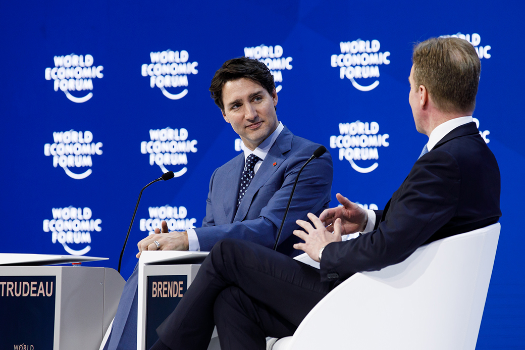 Prime Minister Justin Trudeau attends the World Economic Forum in Davos ...