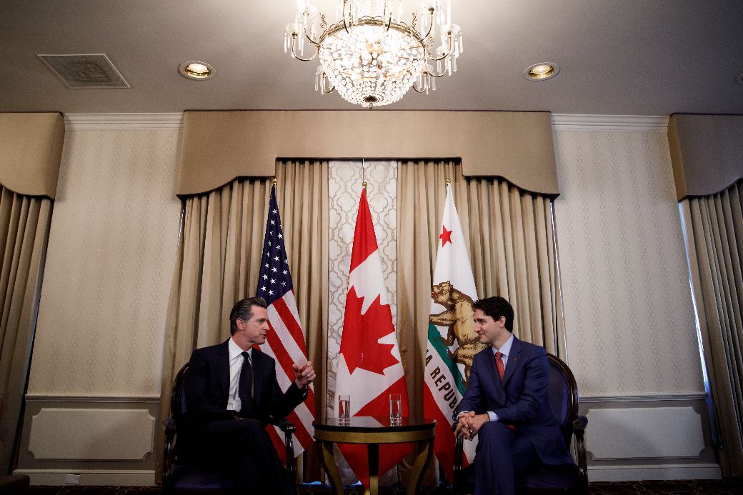 Prime Minister Justin Trudeau meets with Lieutenant Governor of California Gavin Newsom in San ...