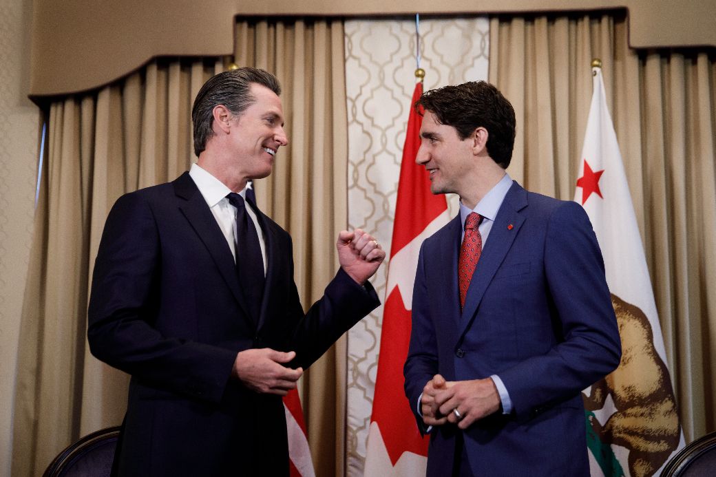Prime Minister Justin Trudeau meets with Lieutenant Governor of California Gavin Newsom in San ...