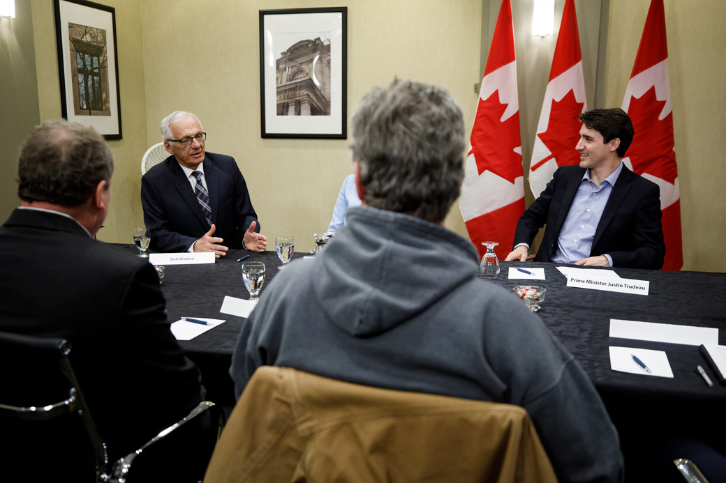 Prime Minister Justin Trudeau, Bob Bratina and Filomena Tassi take part ...