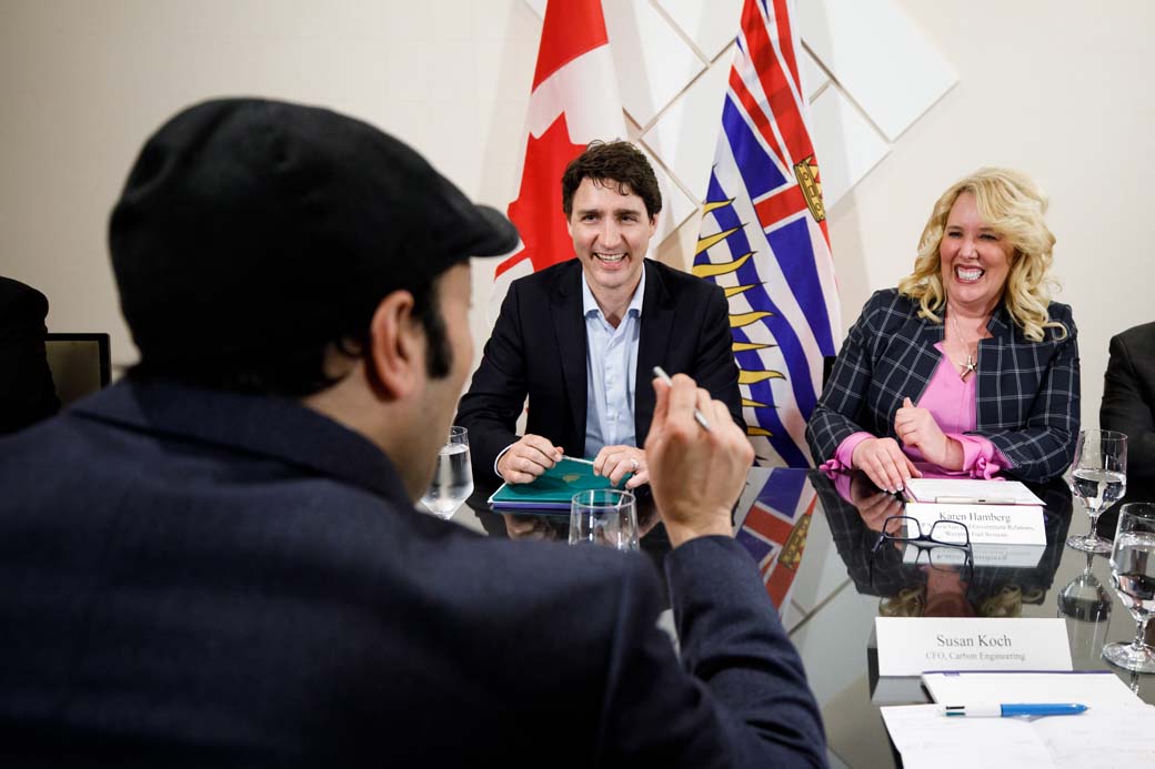 Prime Minister Justin Trudeau takes part in a clean tech roundtable in ...