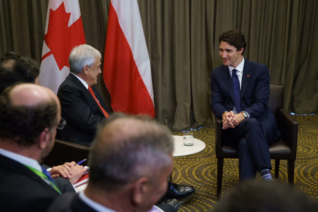 Prime Minister Justin Trudeau meets with President Sebastian Piñera at ...