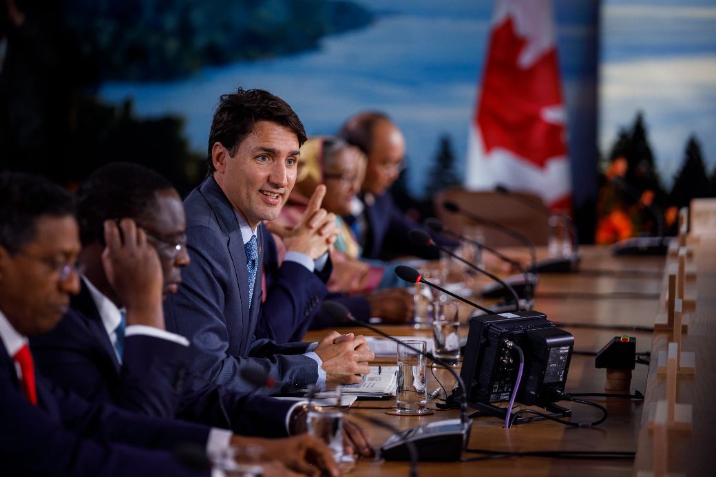 Prime Minister Justin Trudeau participates in the G7 Working Session ...