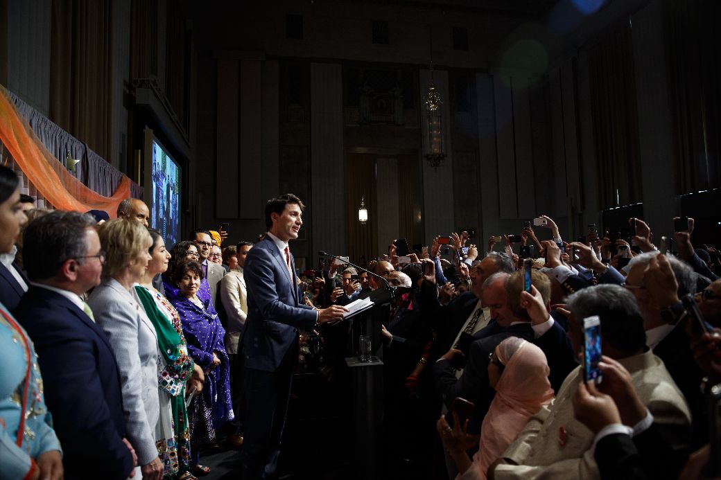Prime Minister Justin Trudeau delivers remarks at an Eid al-Fitr ...