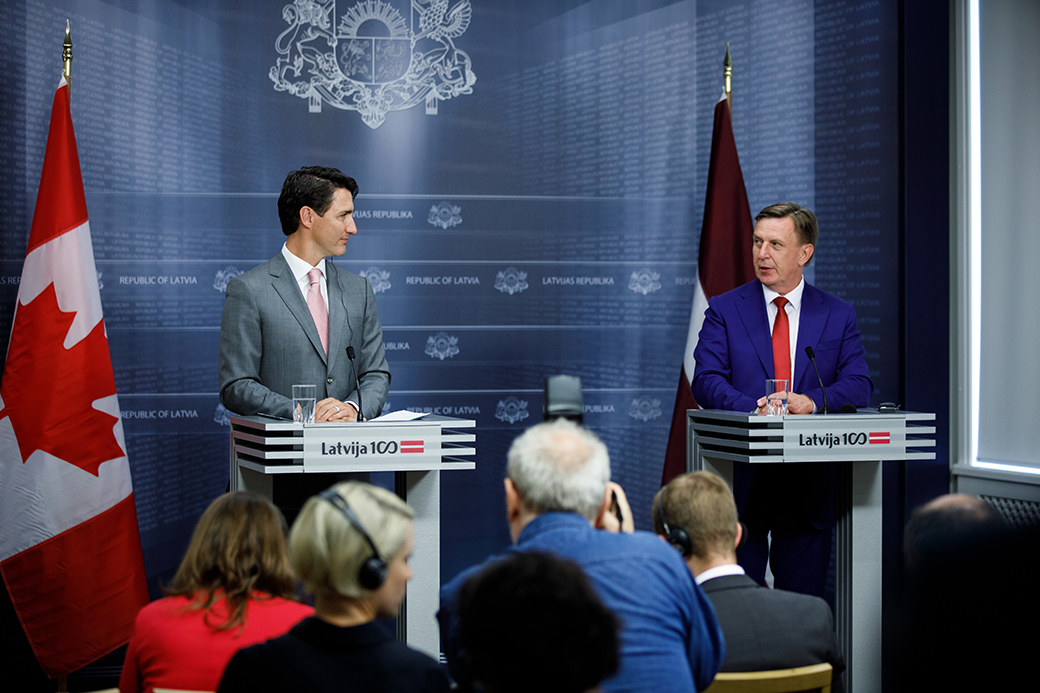 Prime Minister Justin Trudeau takes part in a joint media availability ...