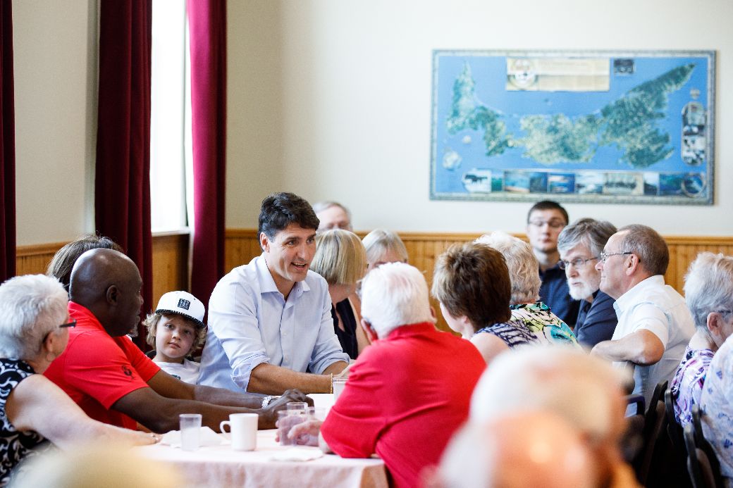 Prime Minister Justin Trudeau meets with seniors at the Milton ...