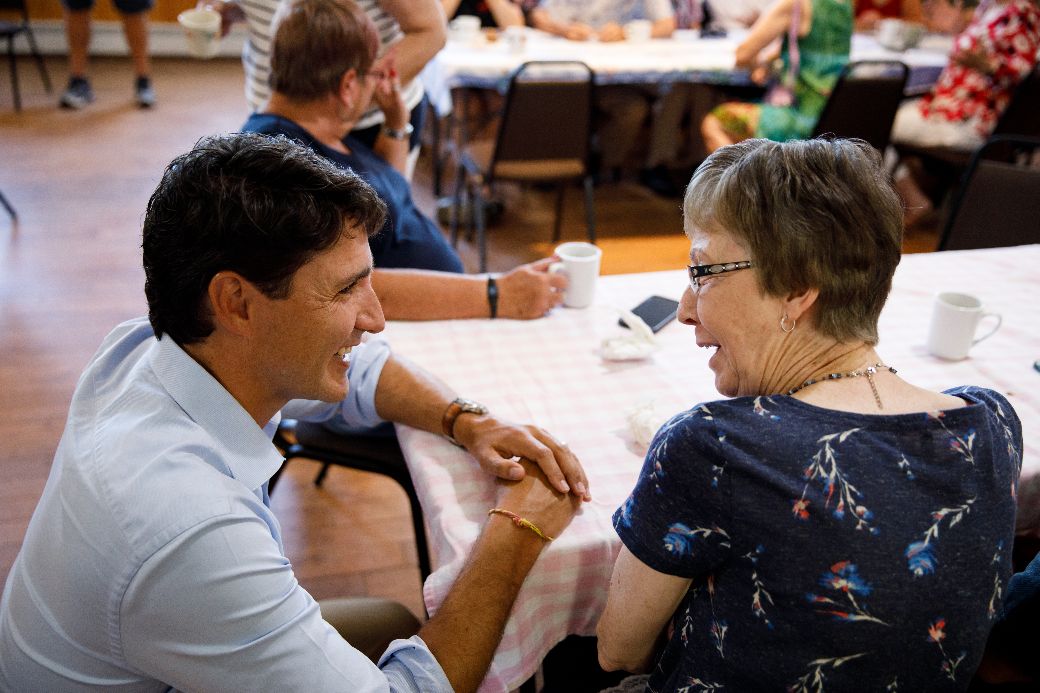 Prime Minister Justin Trudeau meets with seniors at the Milton ...