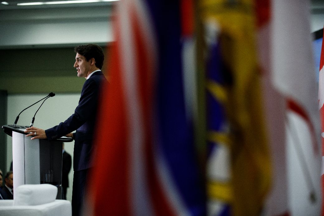 Prime Minister Justin Trudeau delivers a keynote address and ...