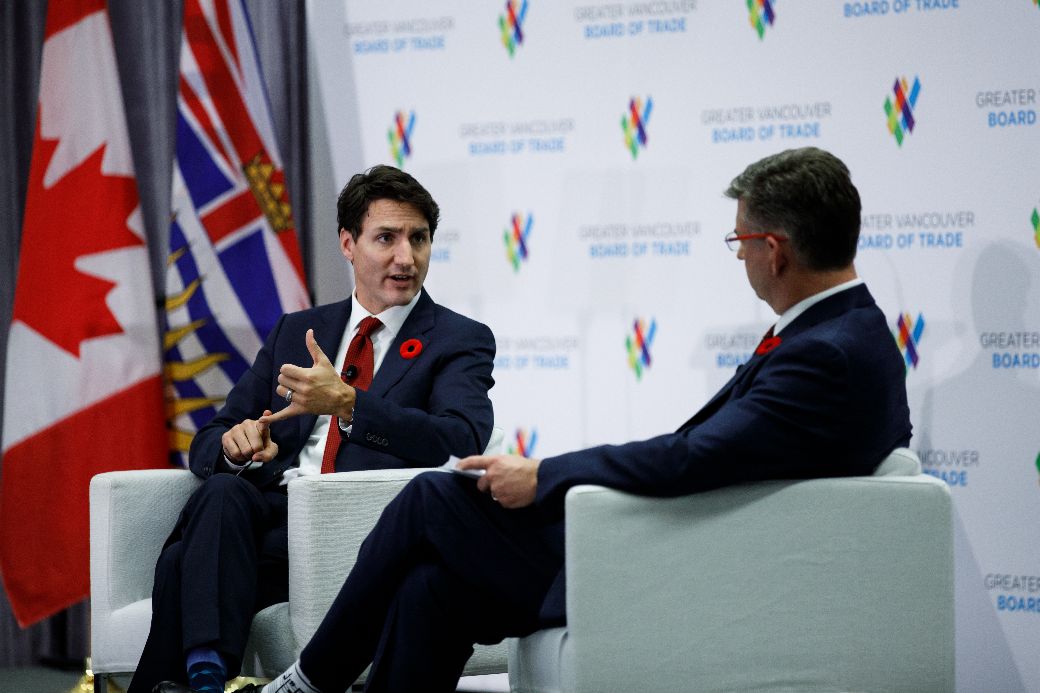 Prime Minister Justin Trudeau delivers a keynote address and ...