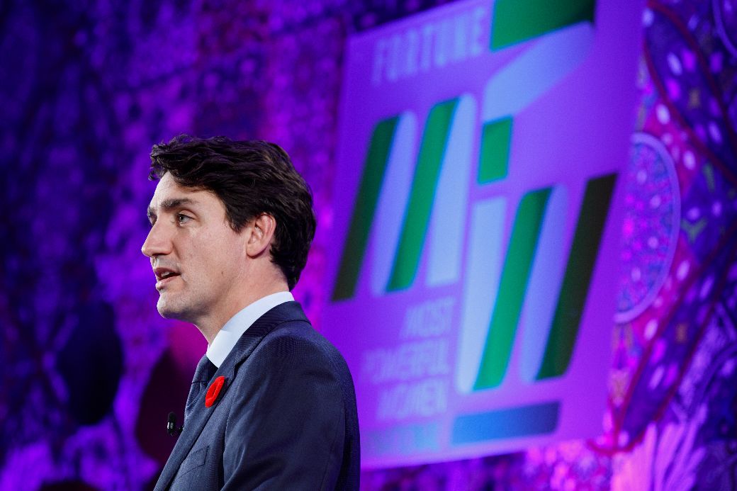 Prime Minister Justin Trudeau takes part in an armchair discussion and ...