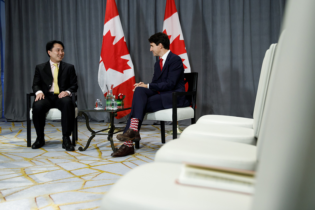Prime Minister Justin Trudeau meets with the President and CEO of ST ...