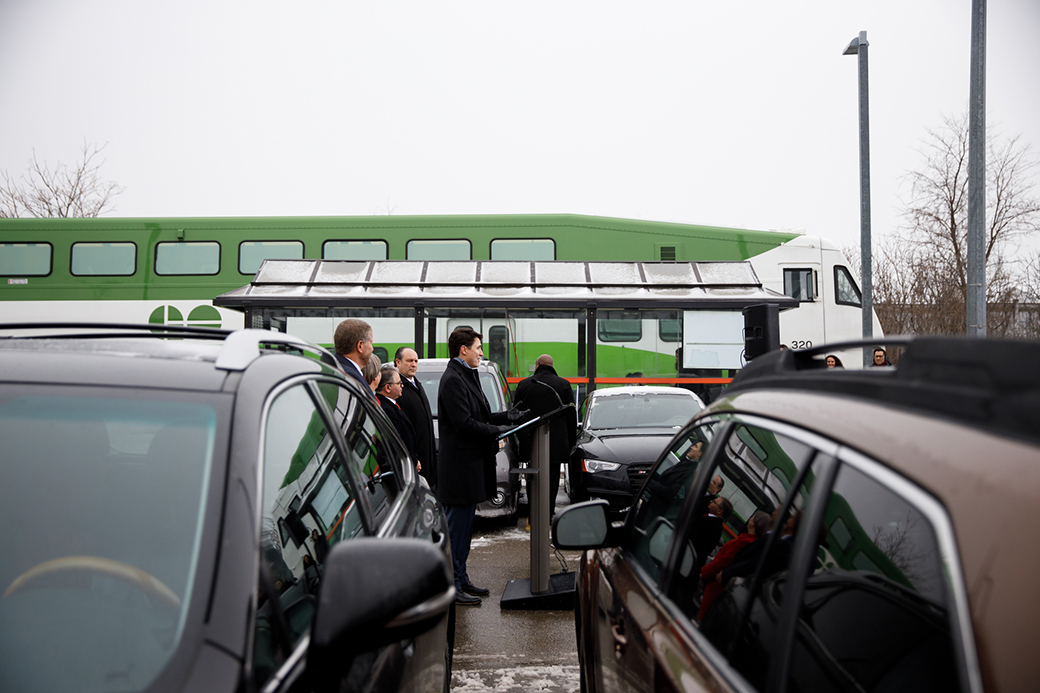 Prime Minister Justin Trudeau tours the Maple GO train station in ...