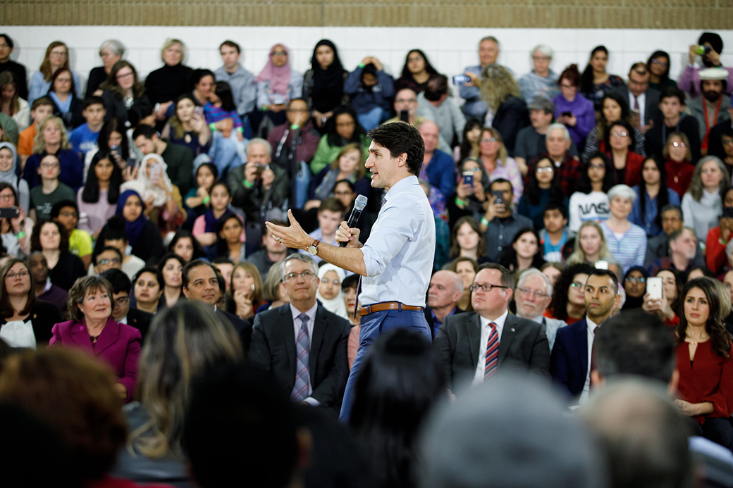 Prime Minister Justin Trudeau participates in a town hall discussion in ...